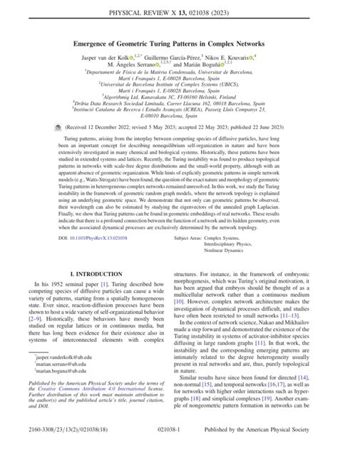 Emergenceofgeometricturingpatternsincomplex Pdf Eigenvalues And Eigenvectors Geometry