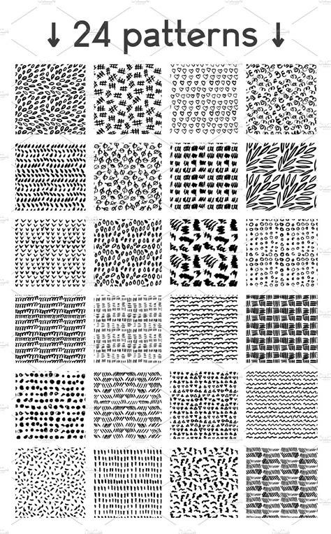 24 Doodle Ink Seamless Patterns By Pixelwerk Creative Doodle