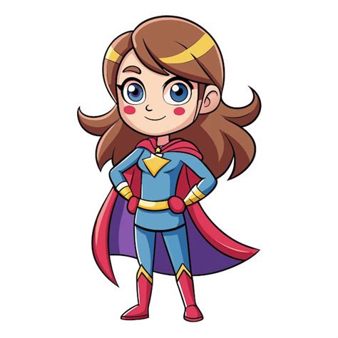 Cartoon Superhero Girl In Action Pose Vector Illustration Premium Ai