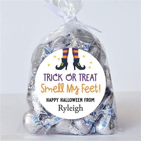Personalized Trick Or Treat Smell My Feet Halloween Stickers Chickabug