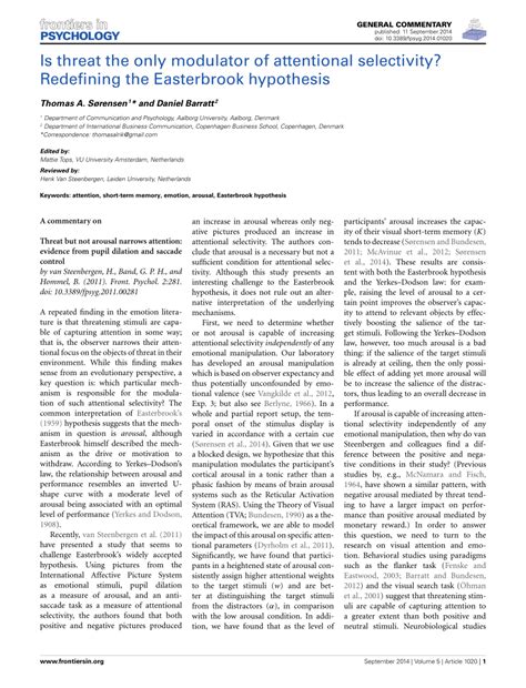 Pdf Is Threat The Only Modulator Of Attentional Selectivity