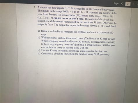 Solved Page 1 A Circuit Has Four Inputs D C B A Encoded