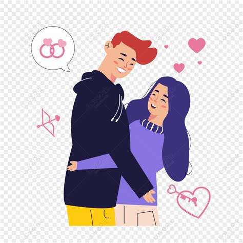 서로 포옹하는 해피 발렌타인 데이 커플 플랫 바람 그림남성키스 Png 일러스트 무료 다운로드 Lovepik