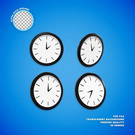 Premium Psd Wall Clock Pen 3d Illustration Icon Several View Pack Render Hd Premium Quality