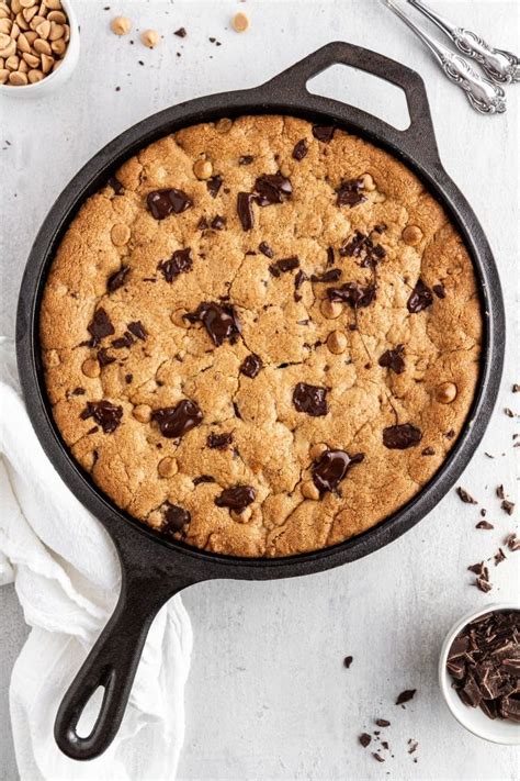 Peanut Butter Chocolate Skillet Cookie Recipe Girl Vs Dough