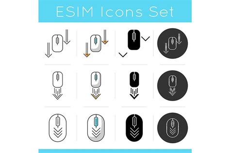 Computer Mouse And Arrowheads Icons Set