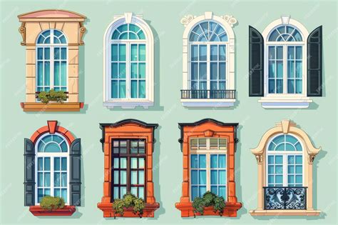 Premium Photo Windows Drawing Set Handdrawn Architecture Design Elements Windows Freehand Pictures
