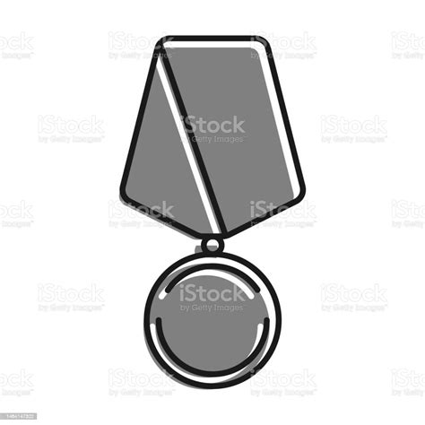 선형은 회색 아이콘으로 채워져 있습니다 군인의 메달 군사 라운드 명령 전투에서 용기와 용기에 대한 구별의 배지 간단한 흑백 벡터 흰색 Backg에 격리 Berlin