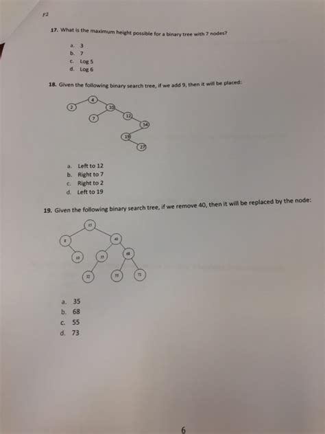 Solved 17 What Is The Maximum Height Possible For A Binary