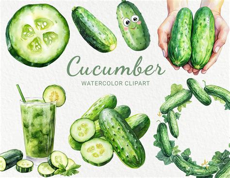Cucumber Watercolor Clipart 24 Png Funny Cucumber Illustration Cool