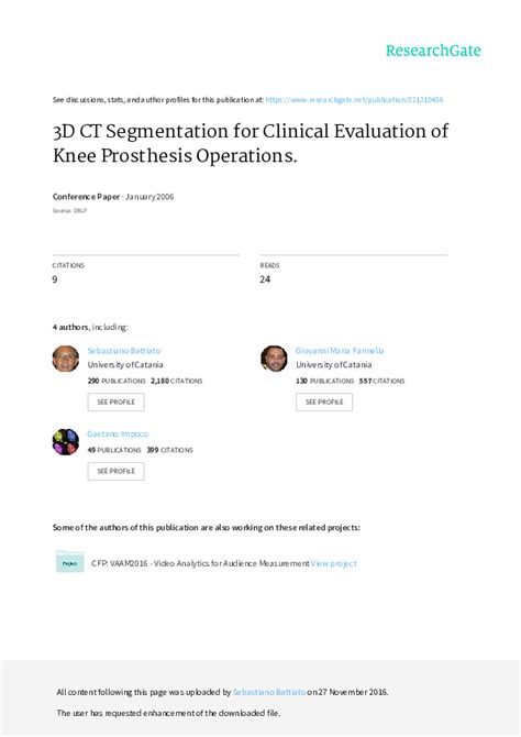 Pdf 3d Ct Segmentation For Clinical Evaluation Of Knee Prosthesis Operations