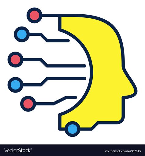 Ai Head With Circuit Board Ml Concept Colored Vector Image