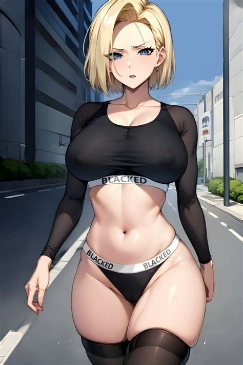 Rule 34 1girls Ai Generated Android 18 Blacked Blacked Clothing Blonde Hair Blue Eyes Dragon