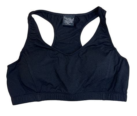 New Womens Bamboo Padded Sports Bra In Black Spun Bamboo