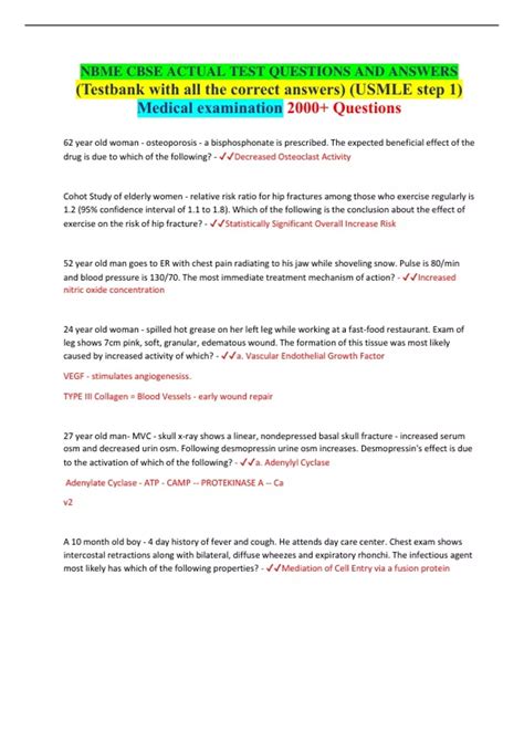Nbme Cbse Actual Test Questions And Answers Testbank With All The Correct Answers Usmle Step