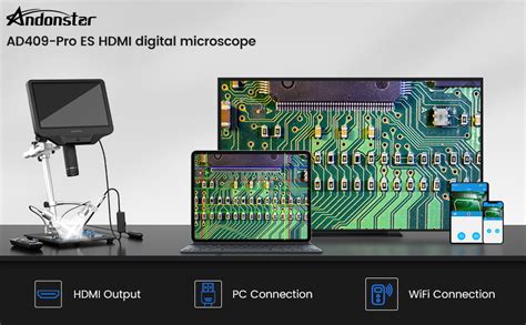 Andonstar Ad409 Pro Es Hdmi Digital Microscope With Endoscope 101 In