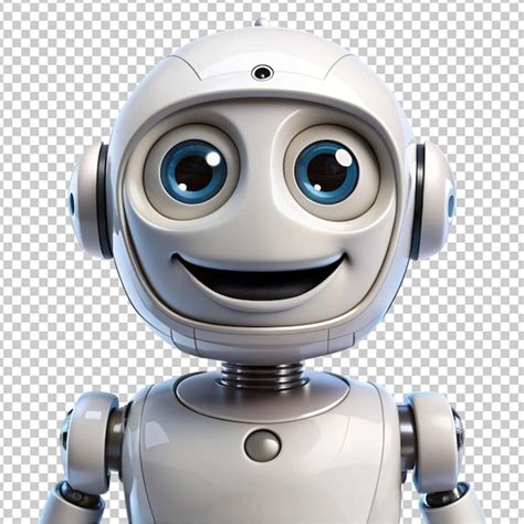Улыбающийся робот на прозрачном фоне Премиум Ai сгенерированный Psd