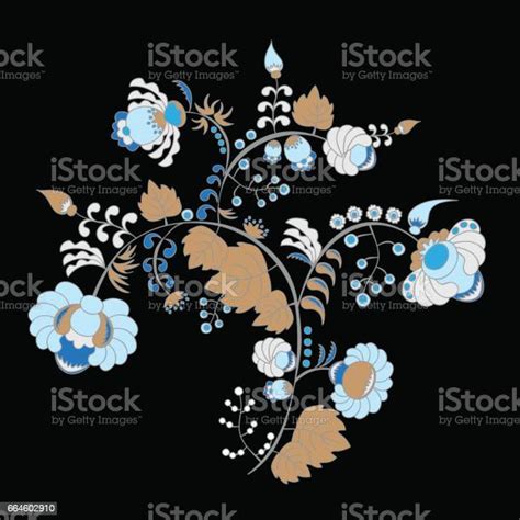 스톡 벡터 꽃과 잎 장식입니다 동양 또는 러시아 Patternnecklace 자 수 디자인 0명에 대한 스톡 벡터 아트 및 기타 이미지 Istock