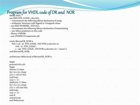 Arithmatic Logic Unit Using Vhdl Gates Pptx