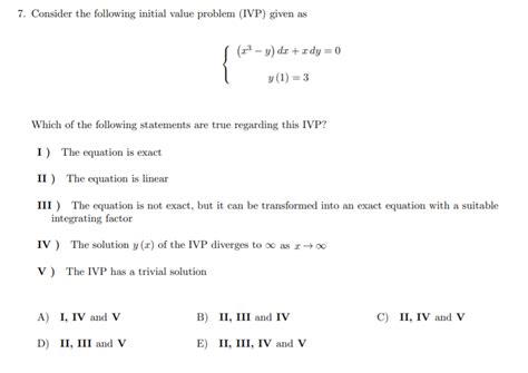 solved 7 consider the following initial value problem ivp