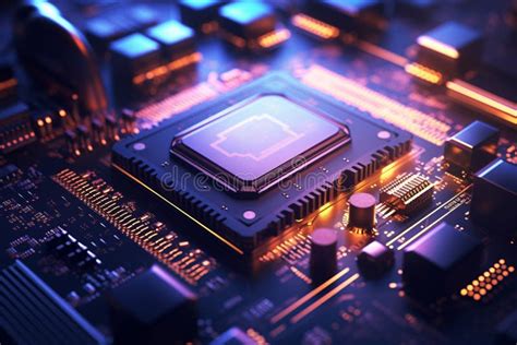 Circuit Board Cpu Processor Microchip On A Motherboard Technology Background Generative Ai