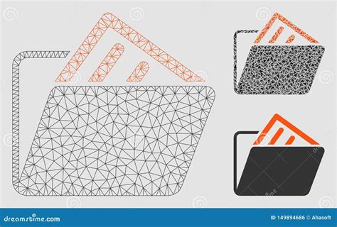 Document Folder Vector Mesh Wire Frame Model And Triangle Mosaic Icon