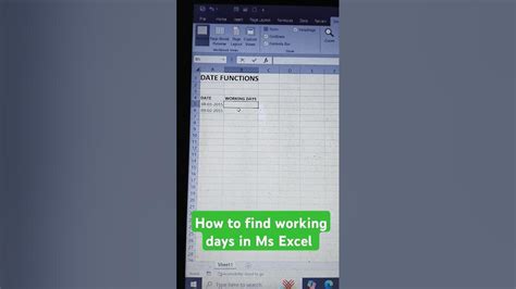 How To Find Working Days In Ms Excel Shorts Exceltips Ytshorts Exceltutorial Functions