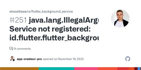 Javalangillegalargumentexception Service Not Registered Idflutter