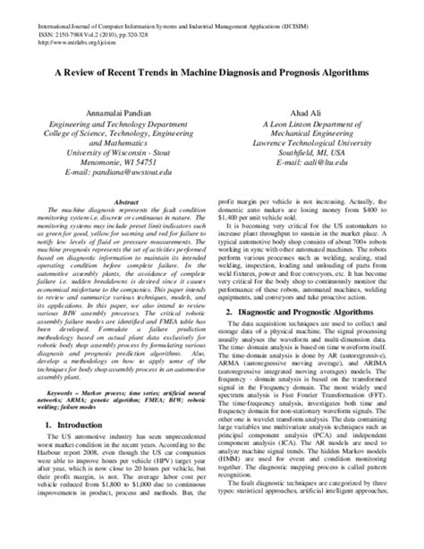 Pdf Trends In Machine Diagnosis And Prognosis