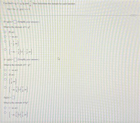 Solved First Find F G F G Fg And F G Then Determine The Chegg Com