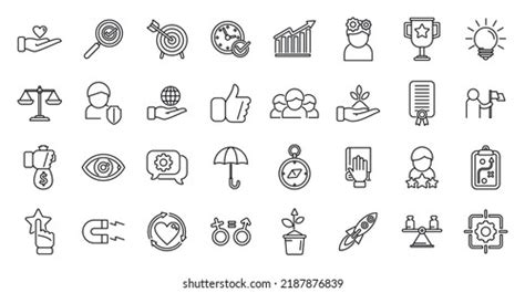 Core Values Icons Set Outline Vector Stock Vector Royalty Free