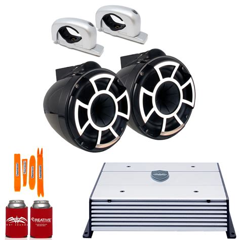 Wet Sounds Rev8b Fc Sa Black 8 Tower Speakers With Silver Aluminum