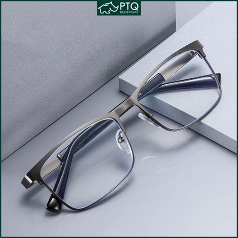 Anti Blue Reading Glasses Men Business Stainless Steel Frame Presbyopia