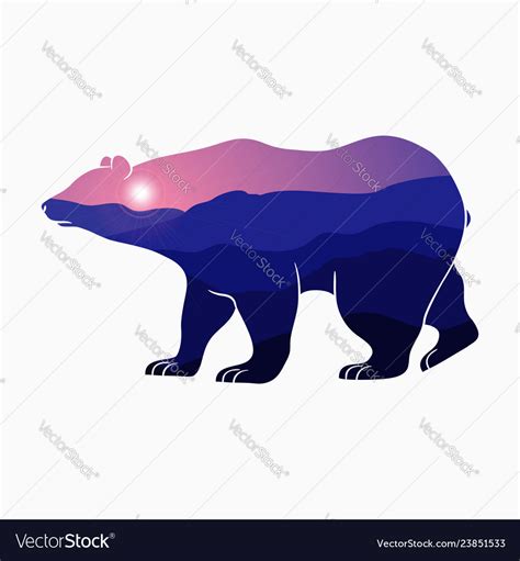 Bear Double Exposure Royalty Free Vector Image