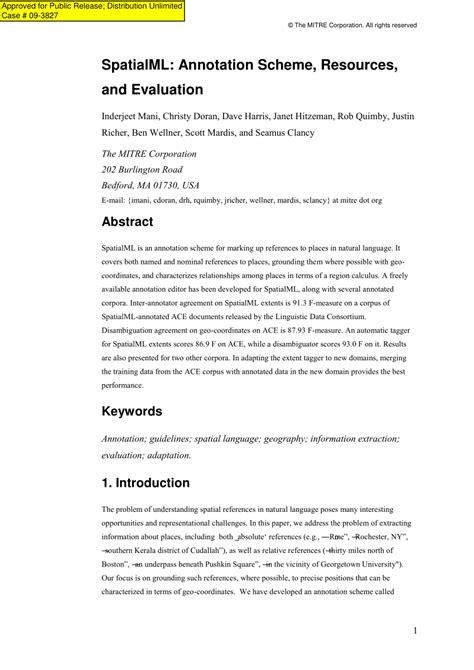 Pdf Spatialml Annotation Scheme Resources And Evaluation