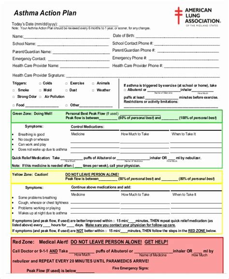 Asthma Action Plan Template Unique 33 Free Plan Templates Shooters