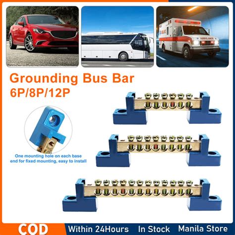 Terminal Block Blue Terminal Bus Bar Positions Screw Brass Terminal Grounding Strip Bus