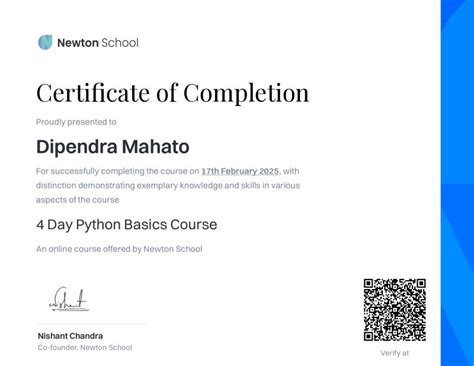 Python Certification Skilldevelopment Newtonschool Learning Dipendra Mahato