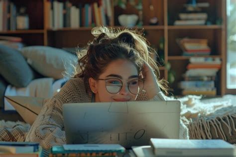 A Woman Is Laying On A Bed With A Laptop On Her Lap She Is Smiling And Looking At The Camera