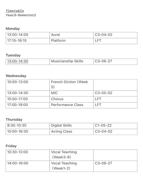 Timetable Pdf Foreign Language Studies