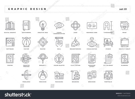 Graphic Design Set Pixel Perfect Icons Thin Stock Vector Royalty Free Shutterstock