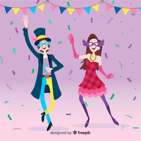 Free Vector Carnival Characters Wearing Costumes