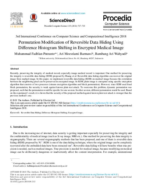 Pdf Permutation Modification Of Reversible Data Hiding Using Difference Histogram Shifting In