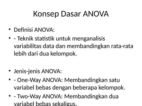 Analisis Anova Analysis Of Variancepptx