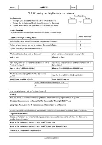 Ks3 Chemistry Aqa C1 3 8 Exploring Our Neighbours In The Universe Lesson Bundle Teaching Resources