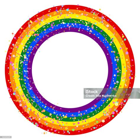 색종이와 Lgbt 아이콘 둥근 프레임 플래그 템플릿 디자인 벡터 일러스트레이션 사랑이 승리합니다 무지개 색상의 Lgbt 기호 게이 프라이드 컬렉션 Lgbtqia 문화에 대한