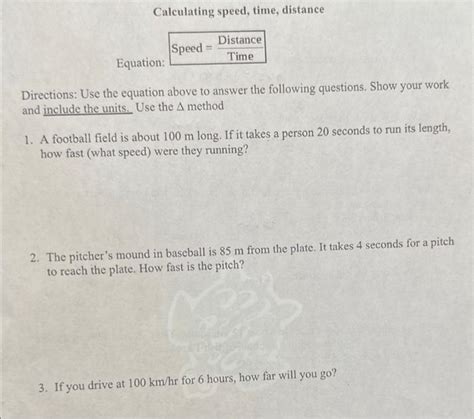 Solved Calculating Speed Time Distance Equation Speed Chegg Com