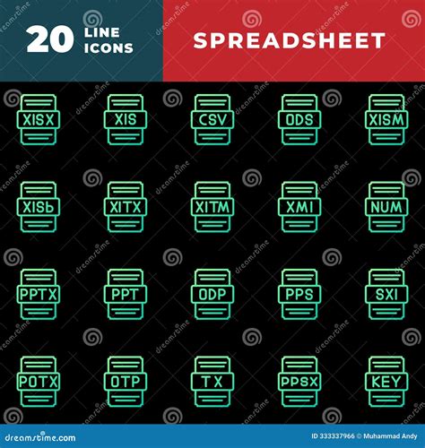Spreadsheet Gradient Style Icon Set File Type Format Symbol Icons Collection Can Be Used For