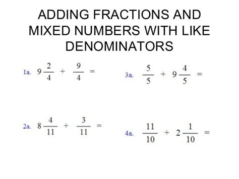 Adding Fractions And Mixed Numbers