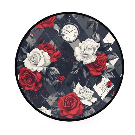 Bzsmce Round Decorative Floor Mat Classic Rose And Time Pattern 362in